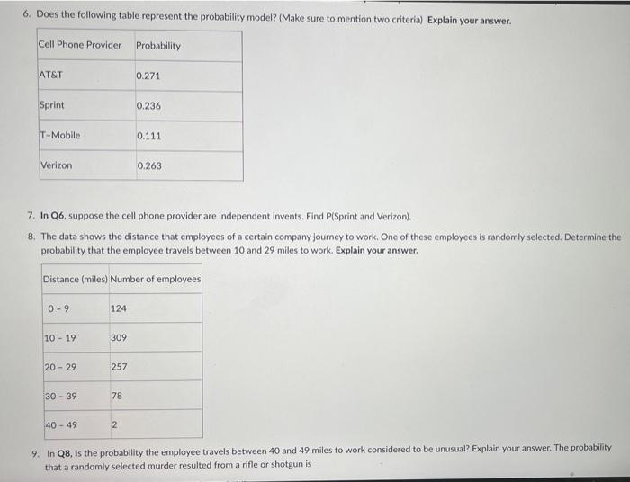 Solved 6. Does the following table represent the probability | Chegg.com