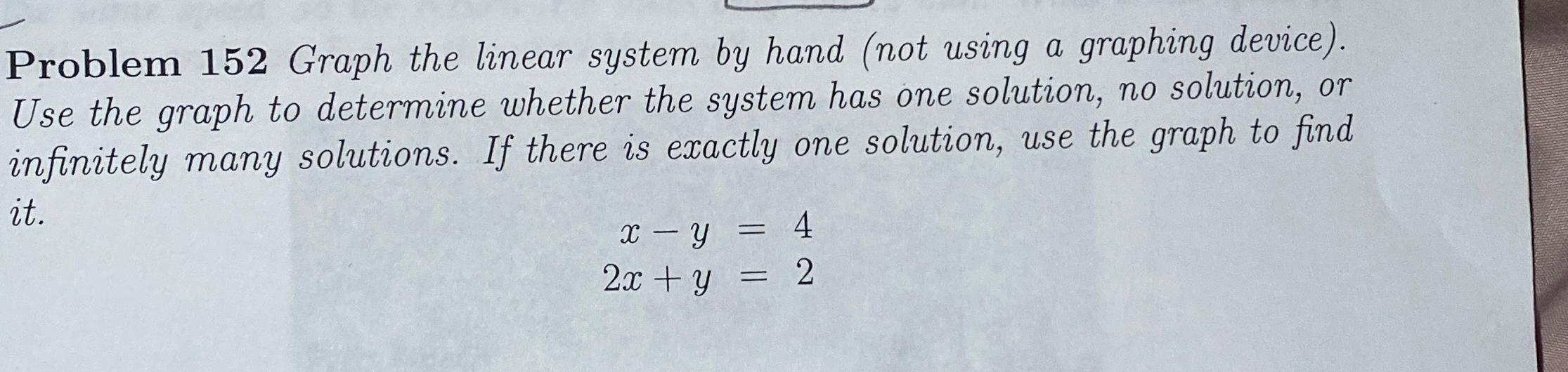 Solved Problem 152 ﻿Graph the linear system by hand (not | Chegg.com