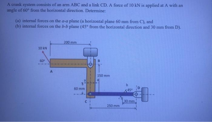 Solved a A crank system consists of an arm ABC and a link | Chegg.com
