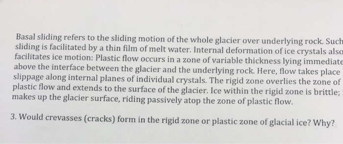 Solved Basal sliding refers to the sliding motion of the | Chegg.com