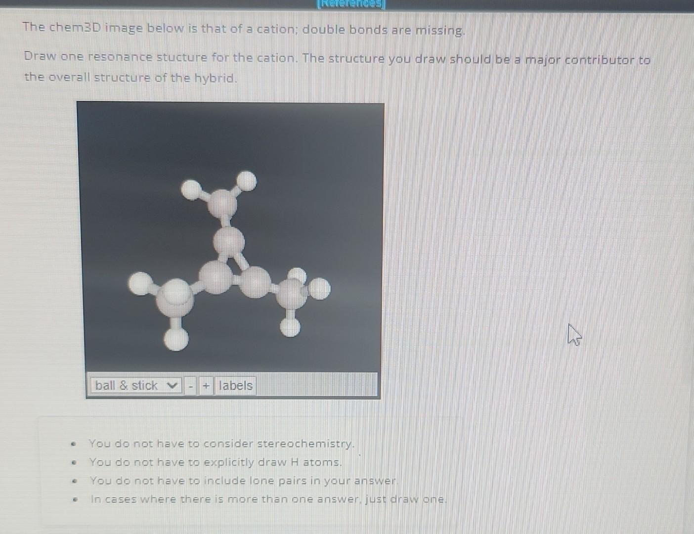 Solved The Chem3d Image Below Is That Of A Cation Double