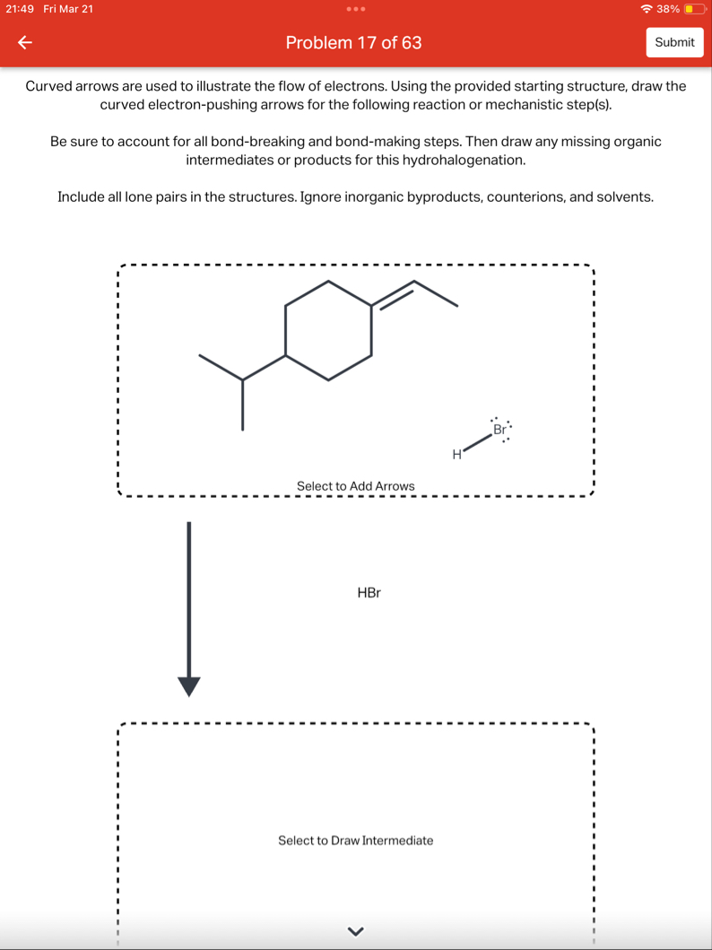 Solved 21:49Fri Mar 2138%Problem 17 ﻿of 63SubmitCurved | Chegg.com