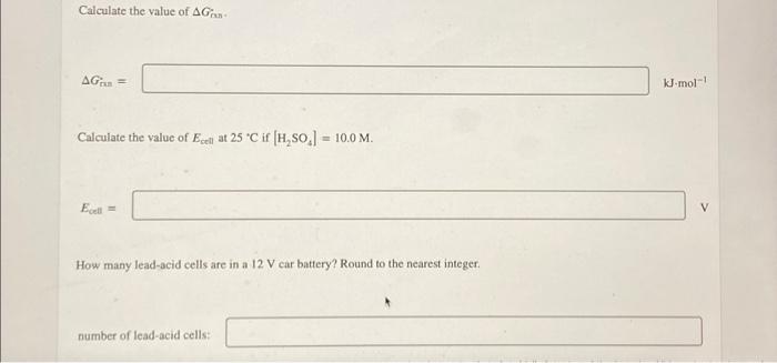 Solved The cell diagram for the lead-acid cell that is used | Chegg.com