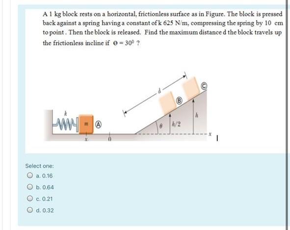 Solved A1 kg block rests on a horizontal, frictionless | Chegg.com