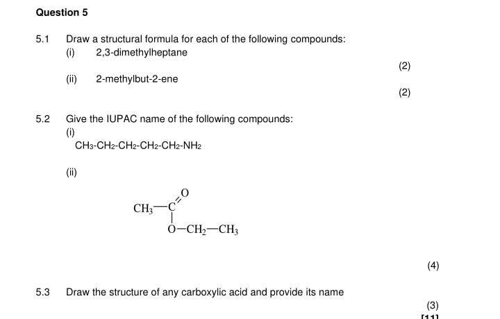 Solved 5.1 Draw a structural formula for each of the | Chegg.com