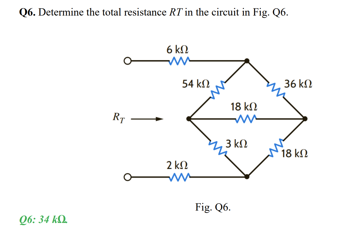 Solved Q6. ﻿Determine the total resistance RT in ﻿the | Chegg.com