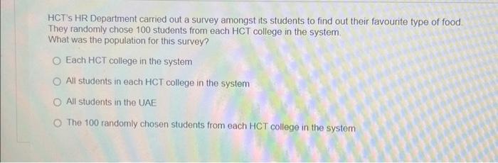 Solved HCT's HR Department carried out a survey amongst its | Chegg.com