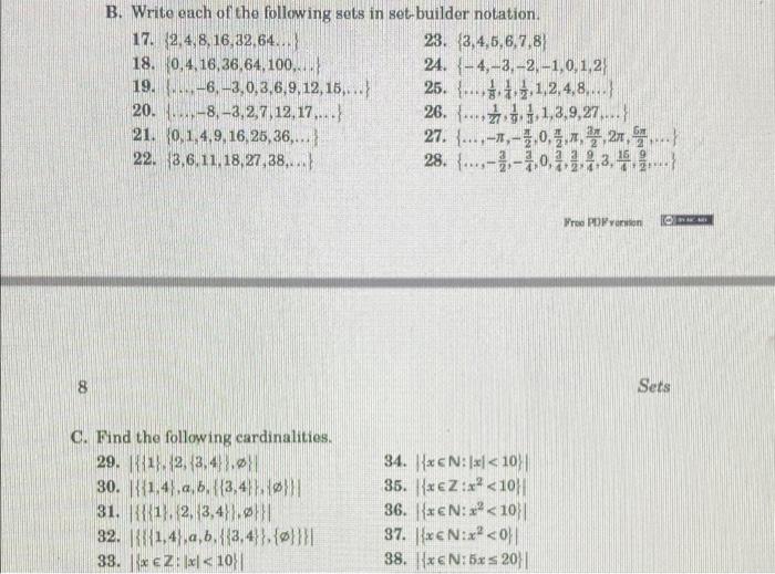 Solved B. Write each of the following sets in set-builder | Chegg.com