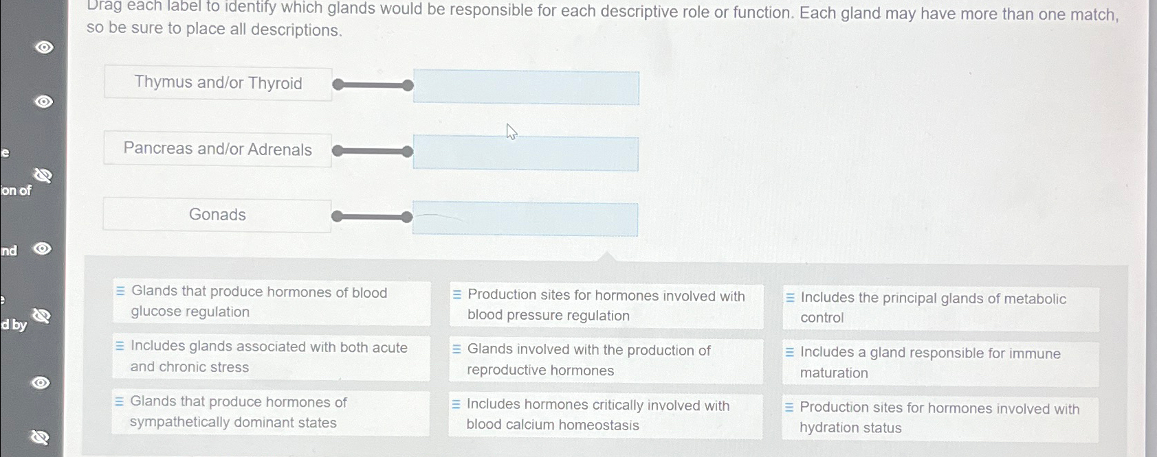 Solved Drag each label to identify which glands would be | Chegg.com