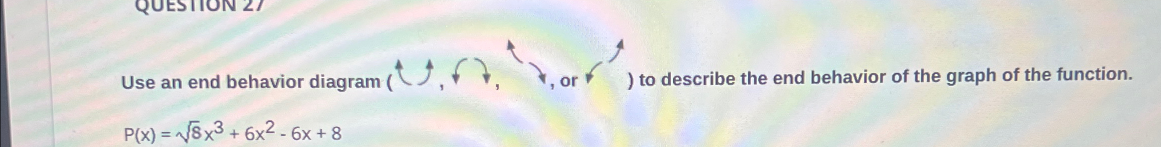 Solved Use an end behavior diagram or ) ﻿to describe the end | Chegg.com