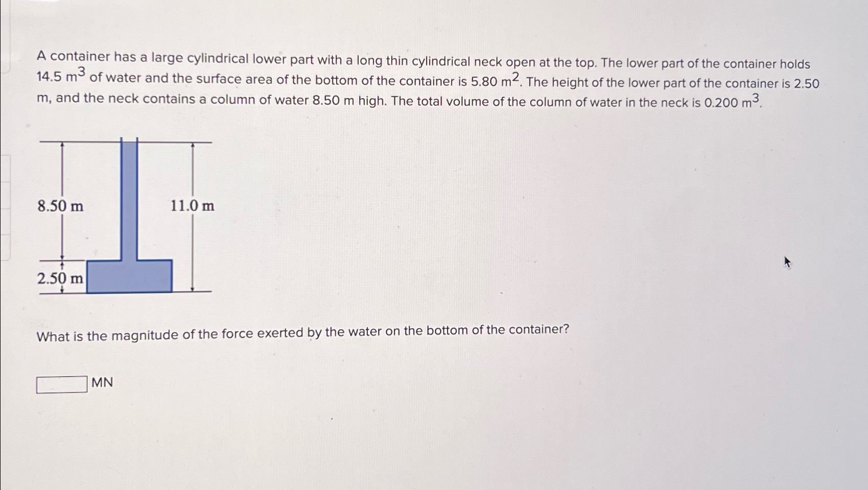 Solved A container has a large cylindrical lower part with a | Chegg.com