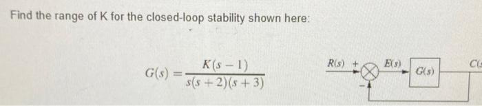 Solved Find the range of K for the closed-loop stability | Chegg.com