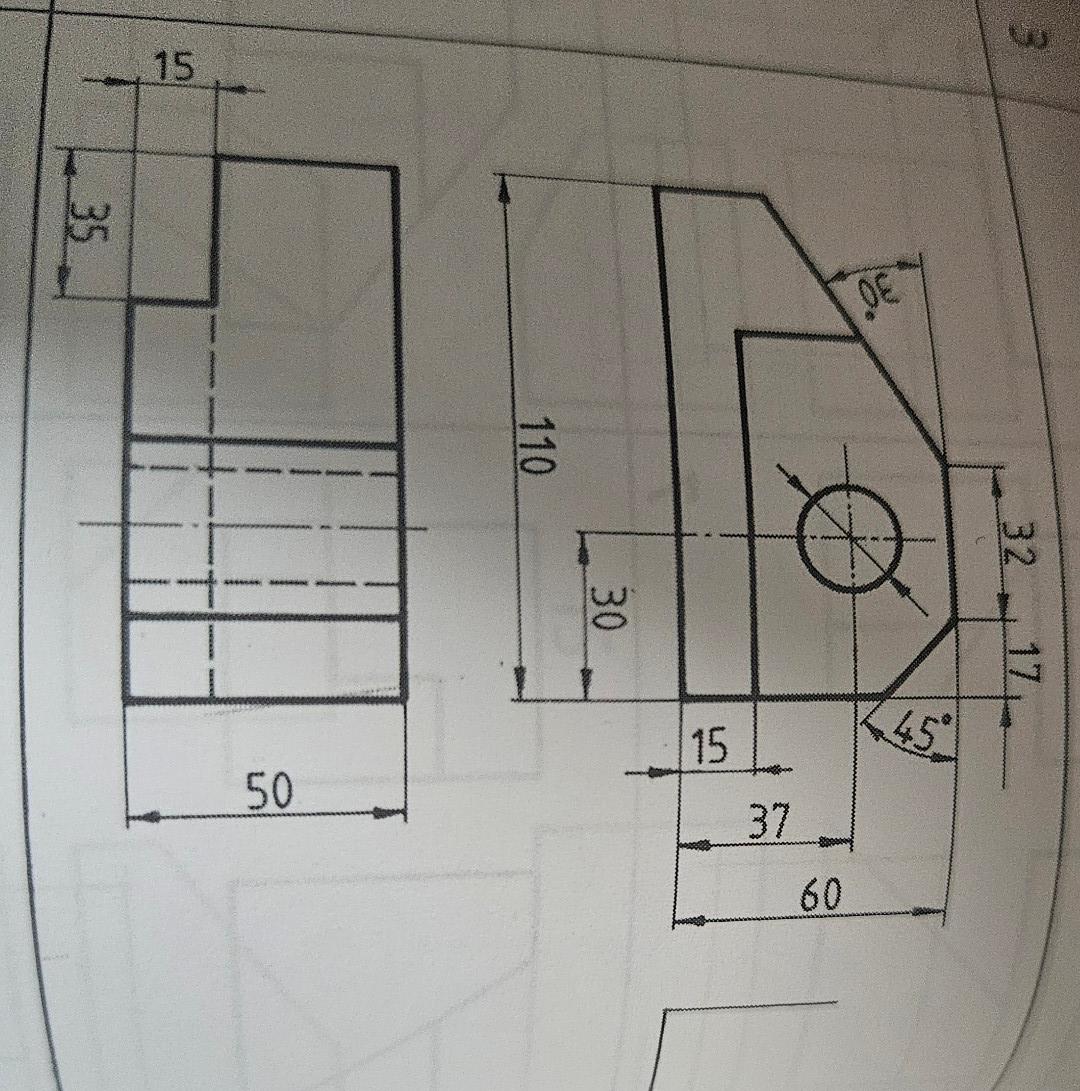Solved Draw the third view of the part whose two views are | Chegg.com