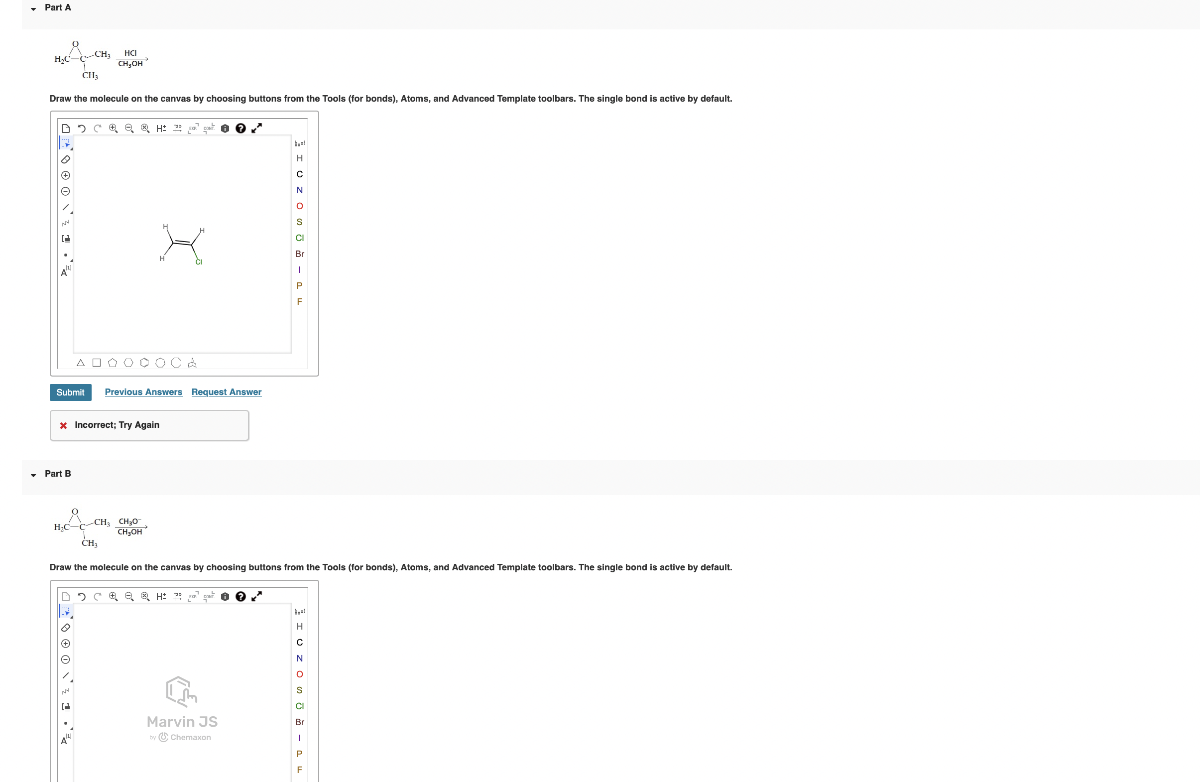 Solved Draw the molecule on the canvas by choosing buttons | Chegg.com