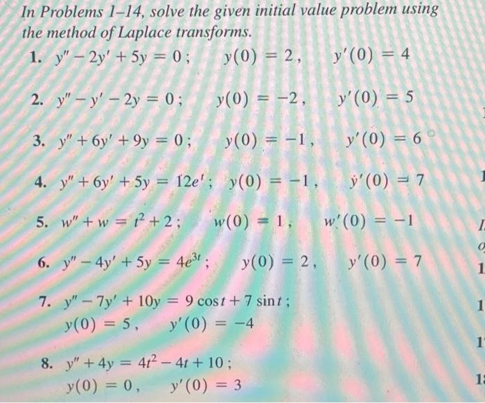 Solved In Problems 1-14, solve the given initial value | Chegg.com