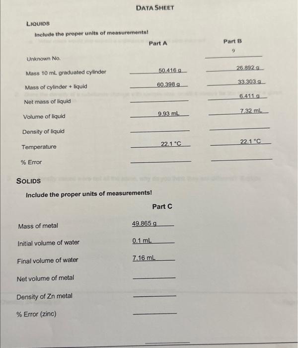 Solved DATA SHEET LIQU1DS tantude the nrober units of | Chegg.com