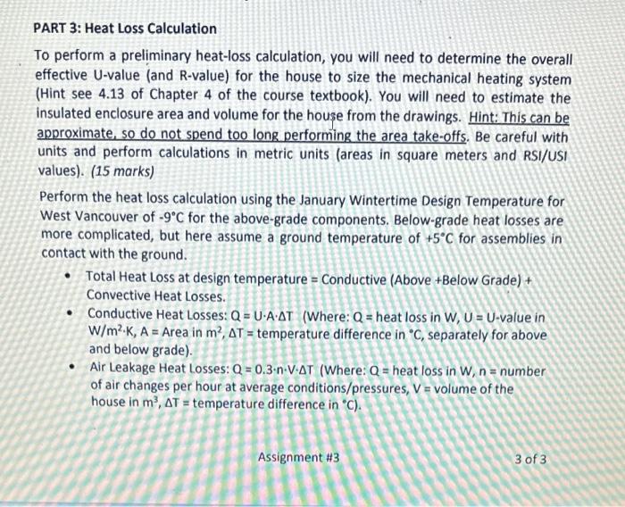 Solved PART 3: Heat Loss Calculation To perform a | Chegg.com