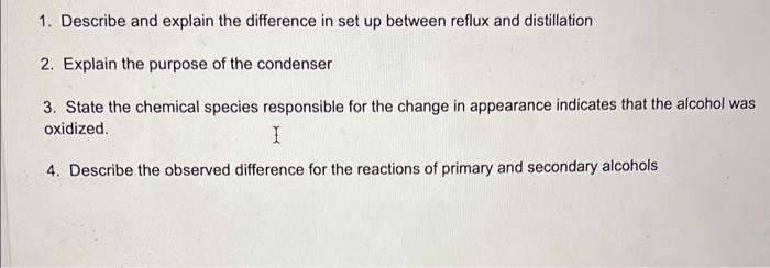Solved 1. Describe and explain the difference in set up | Chegg.com