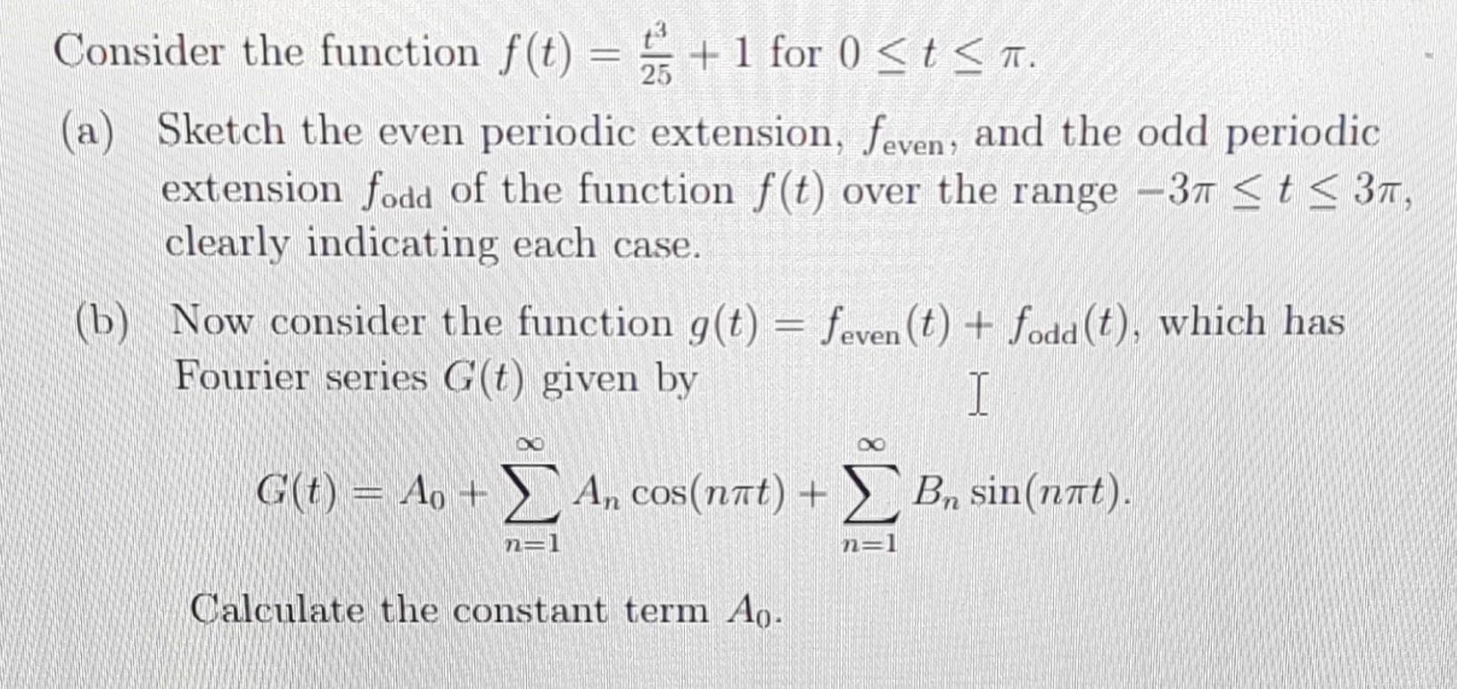 Solved Consider the function f(t)=25t3+1 for 0≤t≤π. (a) | Chegg.com