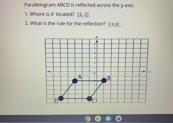 Solved Parallelogram ABCD is reflected across the y-axis. 1. | Chegg.com