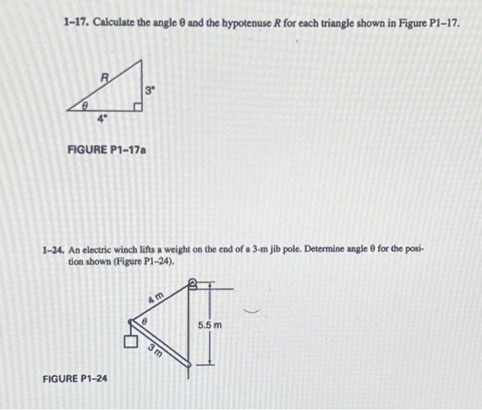 Solved 1-17. Calculate the angle θ and the hypotenuse R for | Chegg.com