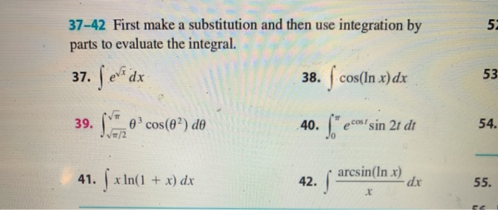 Solved 37-42 First make a substitution and then use | Chegg.com