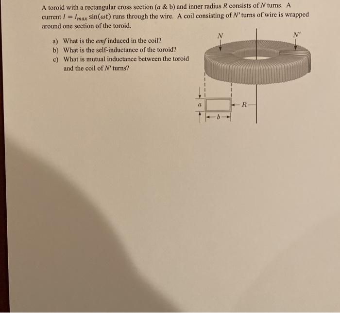 Solved A toroid with a rectangular cross section (a & b) and | Chegg.com