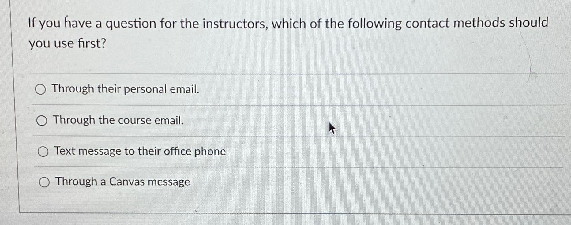 Solved If you have a question for the instructors, which of | Chegg.com