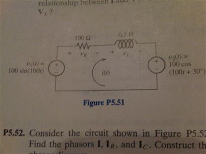 Consider the circuit shown. Find the phasors V1, V2, | Chegg.com