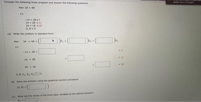 Solved Consider the following linear program and answer the | Chegg.com