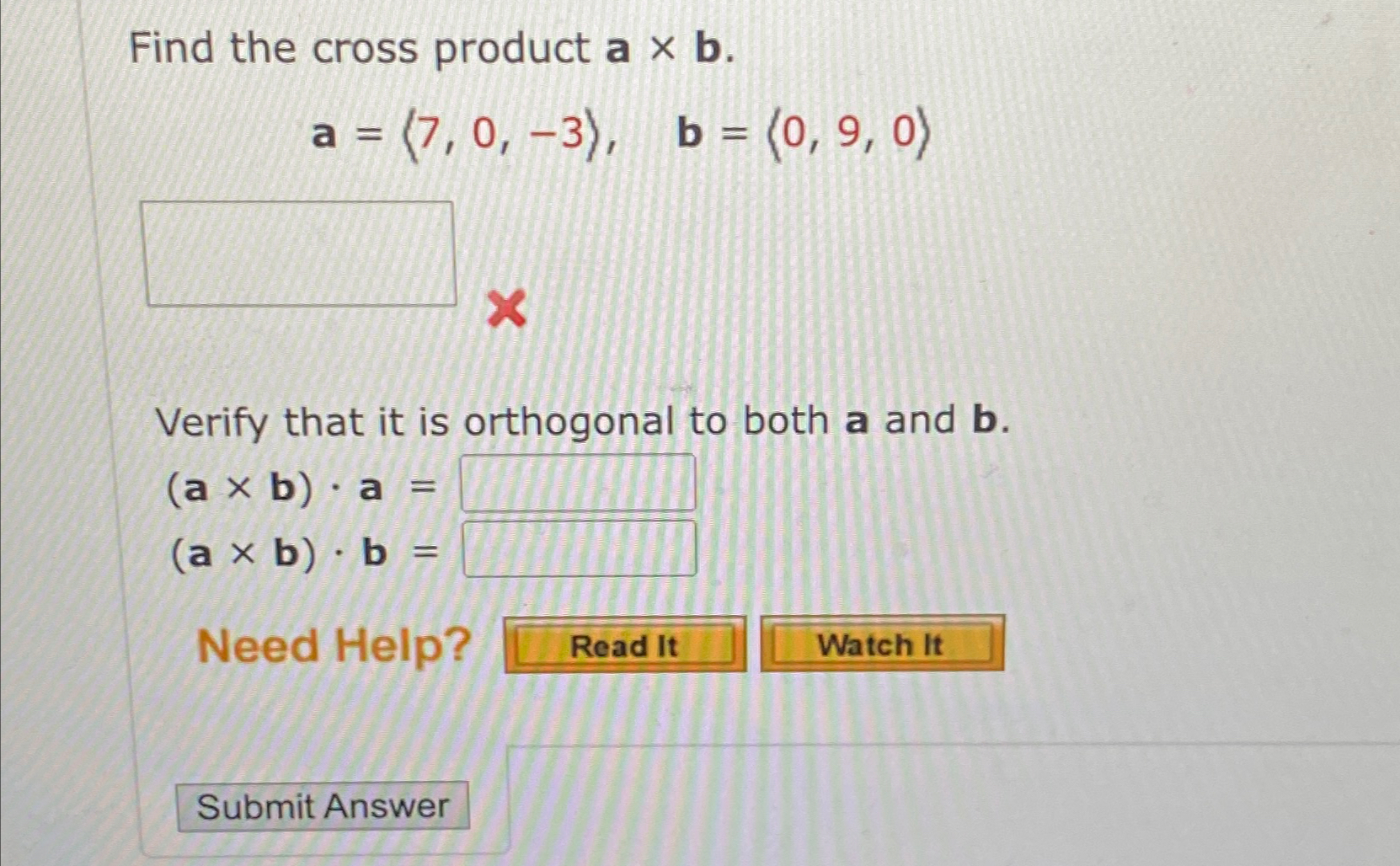 Solved Find the cross product | Chegg.com