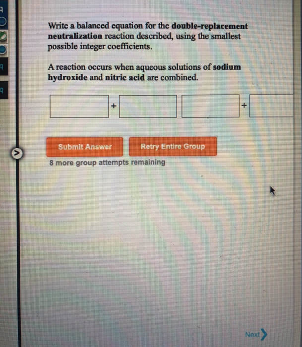 Solved Write a balanced equation for the double-replacement | Chegg.com