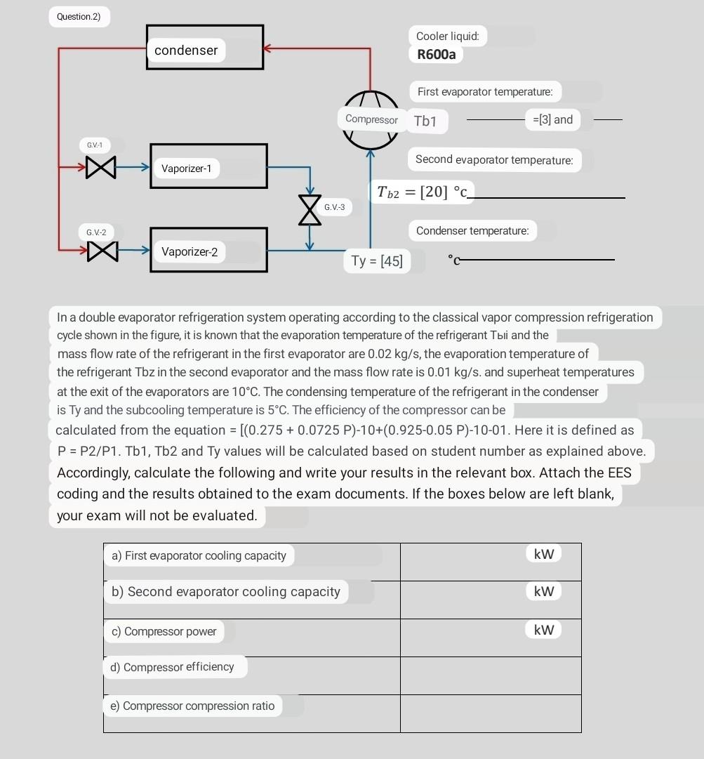 Tb1=3 °c Tb2=20 °c Ty= 45 °c yield= [(0,275 + | Chegg.com