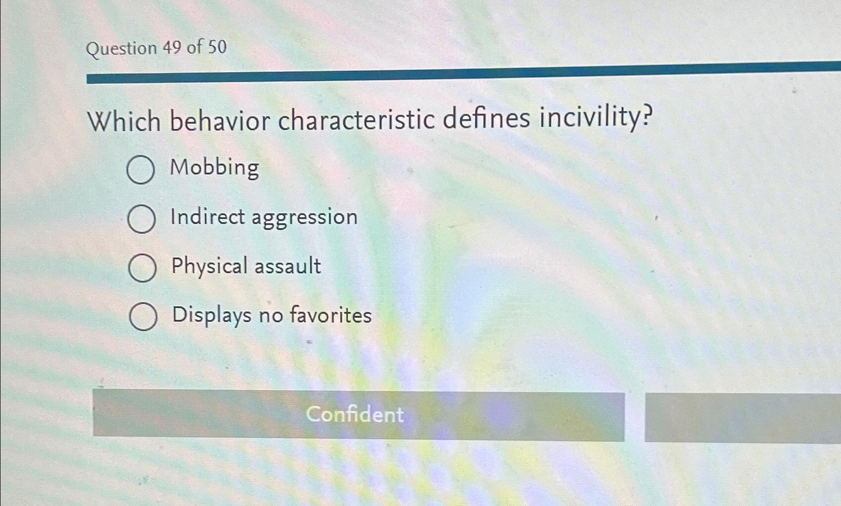 Solved Question 49 of 50Which behavior characteristic | Chegg.com Solved Question 49 of 50Which behavior characteristic | Chegg.com