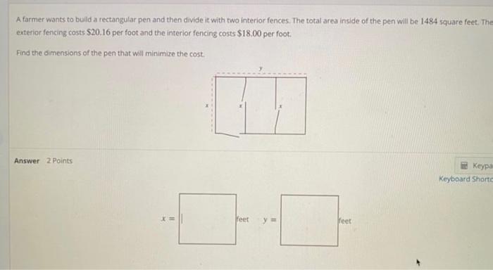 Solved A farmer wants to build a rectangular pen and then | Chegg.com