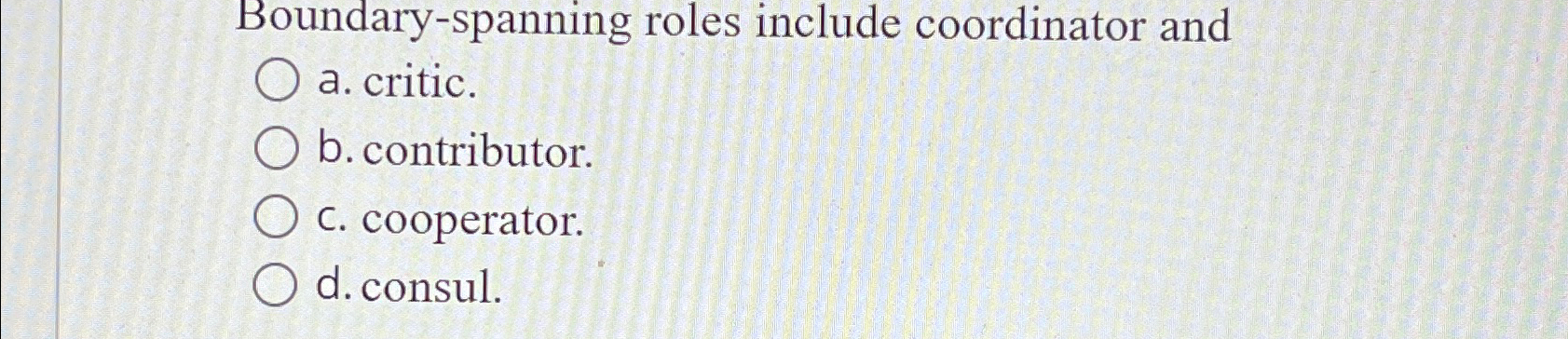 Solved Boundary-spanning roles include coordinator anda. | Chegg.com