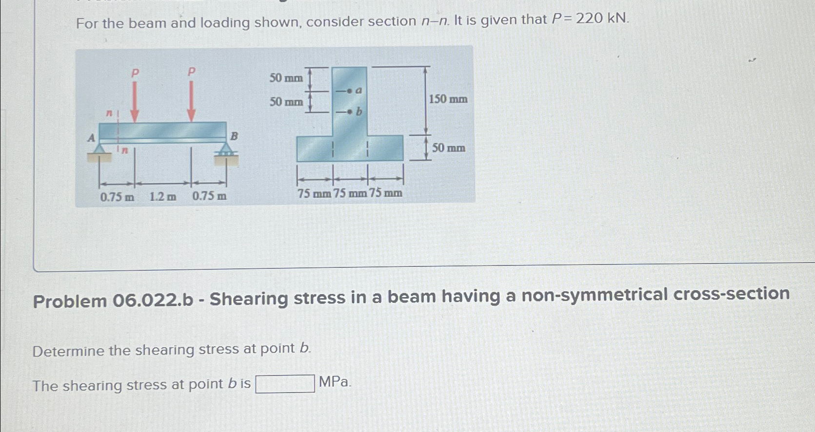 Solved For the beam and loading shown, consider section n-n. | Chegg.com