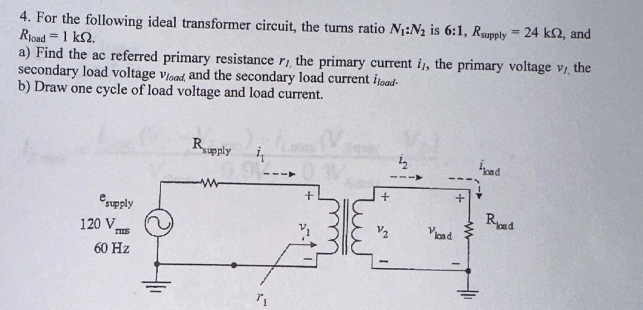 For the following ideal transformer circuit, the | Chegg.com