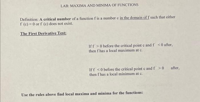 Solved 4. f(x)=x2x4+1LAB: MAXIMA AND MINIMA OF FUNCTIONS | Chegg.com