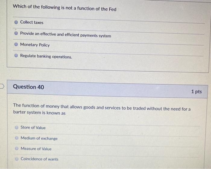 Solved Which Of The Following Is Not A Function Of The Fed Chegg