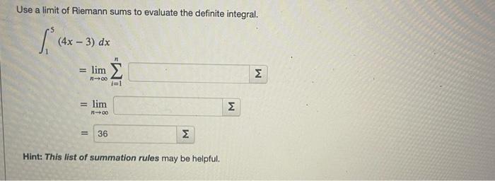 Solved Use a limit of Riemann sums to evaluate the definite | Chegg.com