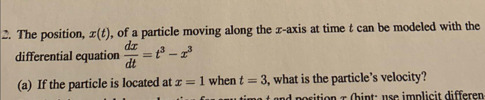 Solved The position, x(t), ﻿of a particle moving along the | Chegg.com