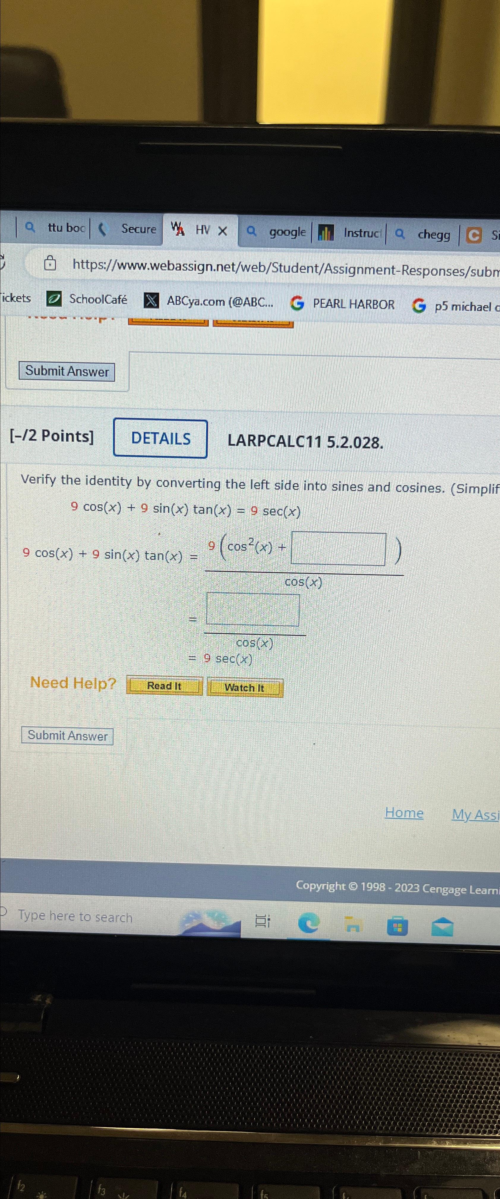 Solved Submit Answer[-/2 ﻿Points] ﻿LARPCALC11 5.2.028.Verify | Chegg.com