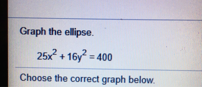 Solved ов. Ос. ОО. О. Graph the ellipse. 25x2 + 16y2 = 400 | Chegg.com