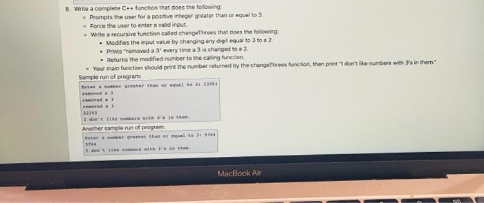 Solved Write a complete Ct+ function that does the | Chegg.com