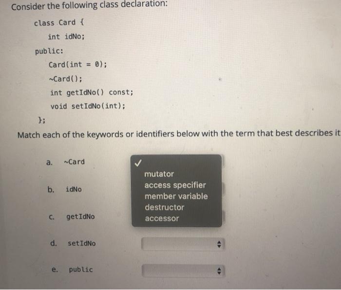 Solved Consider the following class declaration: class Card | Chegg.com