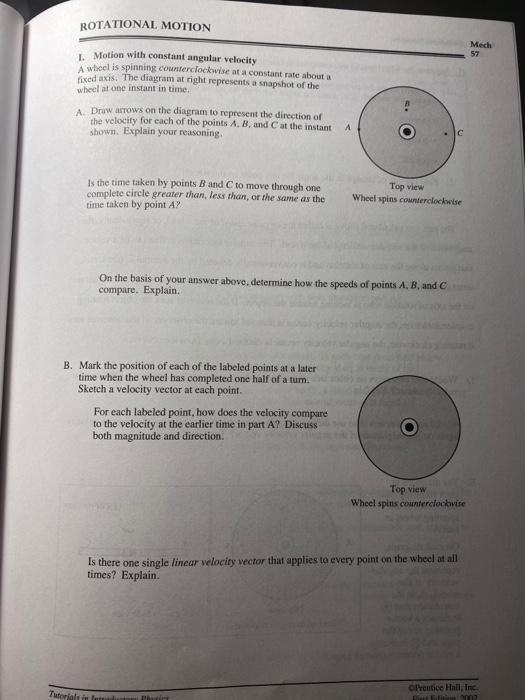 Solved ROTATIONAL MOTION Mech 57 1. Motion with constant | Chegg.com