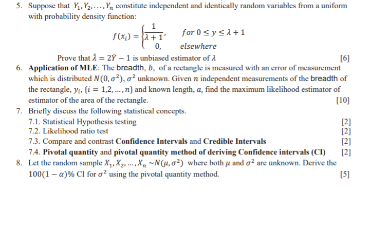 Solved 5. Suppose that Y1,Y2,…,Yn constitute independent and | Chegg.com
