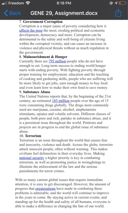 Solved GENE 29 Assignment on Global Issues The phenomenon of | Chegg.com
