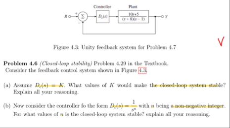 Solved Figure 4.3: Unity feedback system for Problem | Chegg.com
